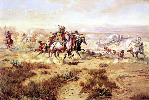 Art Prints of The Attack on the Wagon Train by Charles Marion Russell