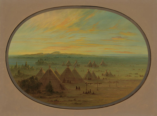 Art Prints of A Crow Village on the Salmon River by George Catlin