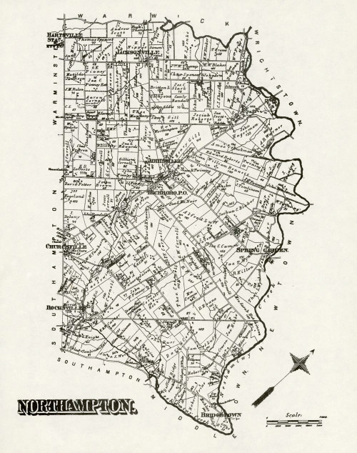 Art Prints of Bucks County Map Northampton, Bucks County Vintage Map