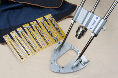 Star-M Drill Stand with 7 Piece Combination Auger Bit Set and tool roll