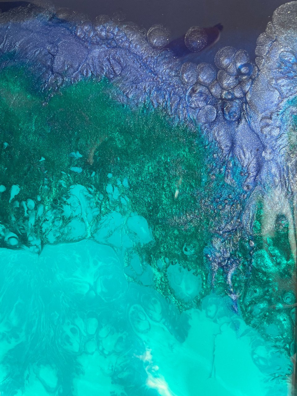 Aqua and Teal Blue Metallic Pebble - Hannah Bruce Art