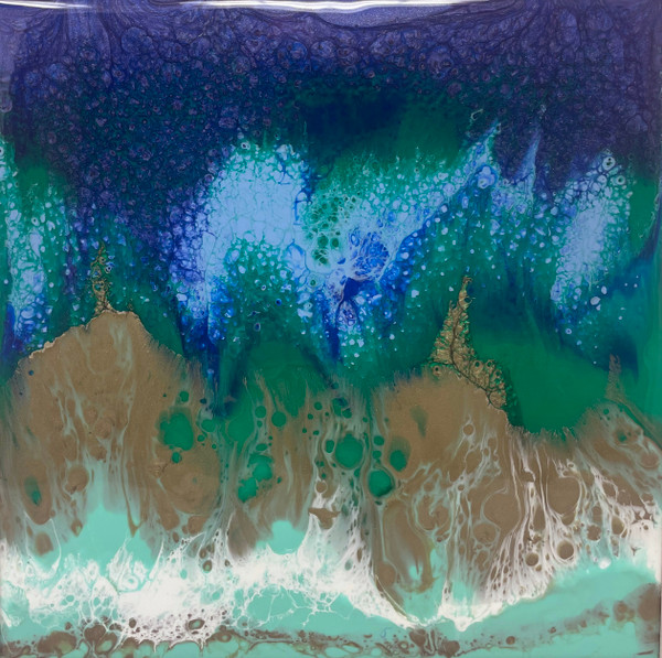 Emerald, Gold, Aqua and Metallic Blue Resin