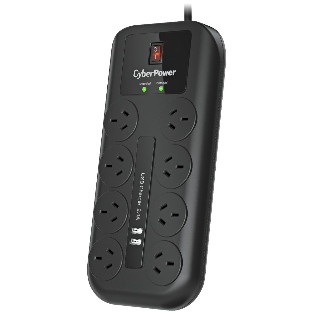 CyberPower 8 Port Surge Protector w 2 x USB ports - Technotronics