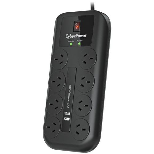 CyberPower 8 Port Surge Protector w 2 x USB ports - Technotronics