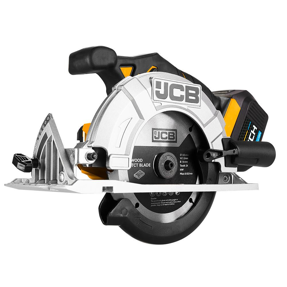 JCB 18V Cordless Circular Saw 165mm 6.5" with 3.0Ah Li-ion Battery & 2 ...