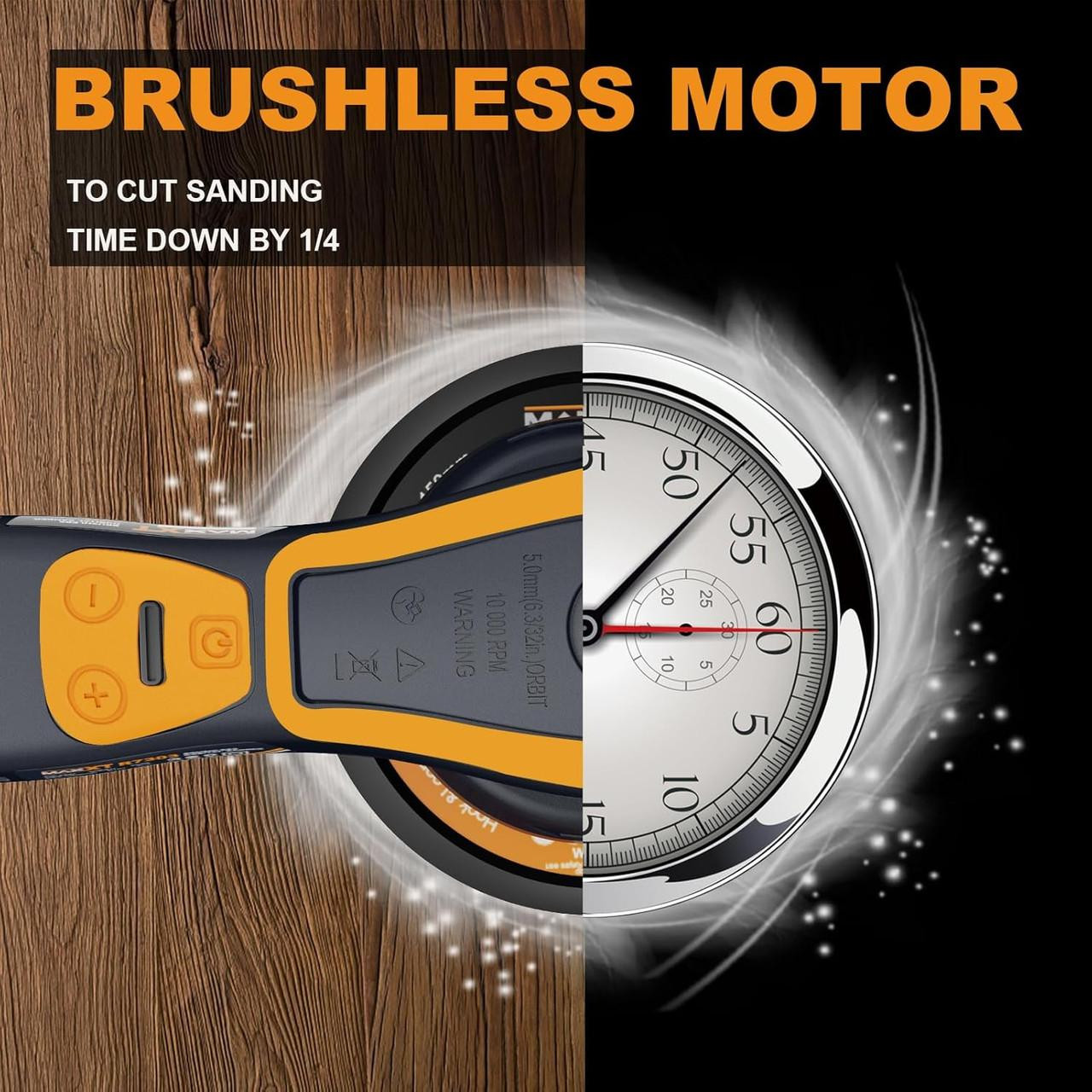 MAXXT 150mm Brushless Eccentric Sander 2.5mm Orbit, 350W, 230V, 10x ...