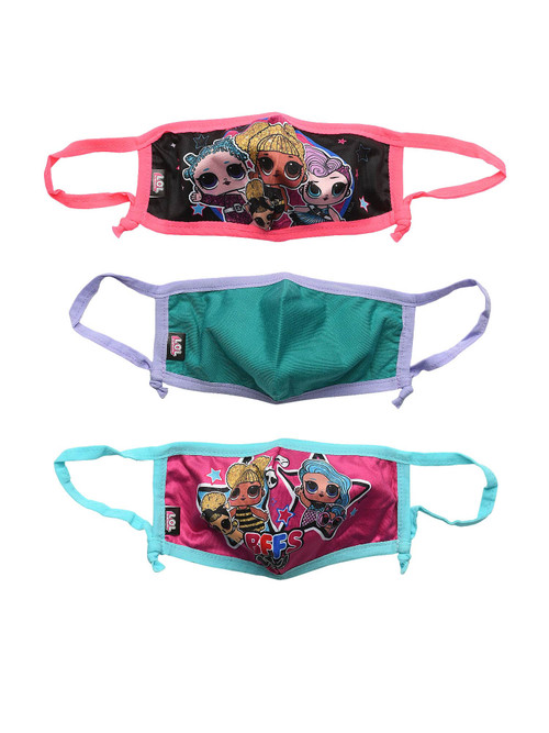 Girls LOL Surprise 3 Pack Reusable Face Masks BFF4Eva Queen Bee Miss ...