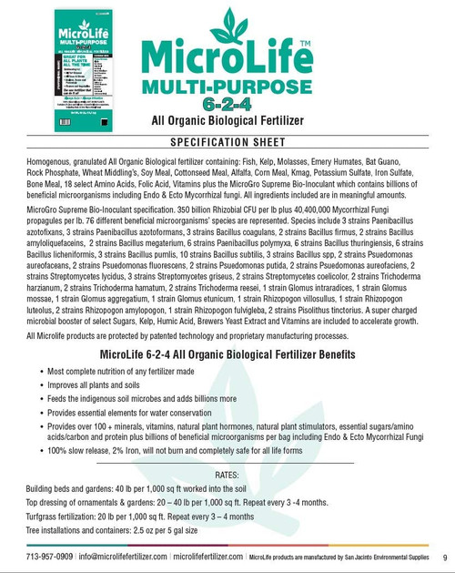 MicroLife Multi-Purpose 6-2-4 All Organic Biological Fertilizer - AG ...