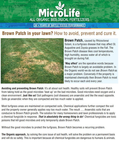 MicroLife Brown Patch 5-1-3 - All Organic Biological Fertilizer - AG ...