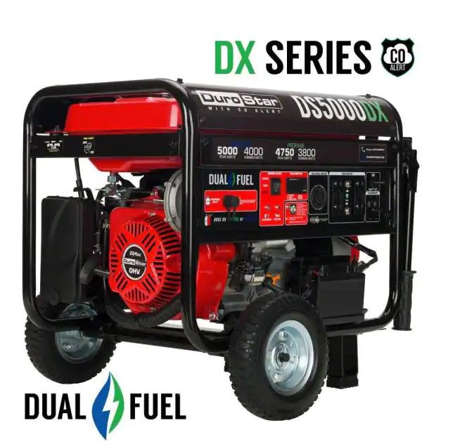 5,000-Watt/4,000-Watt 224 cc Electric Start Dual Fuel Portable ...