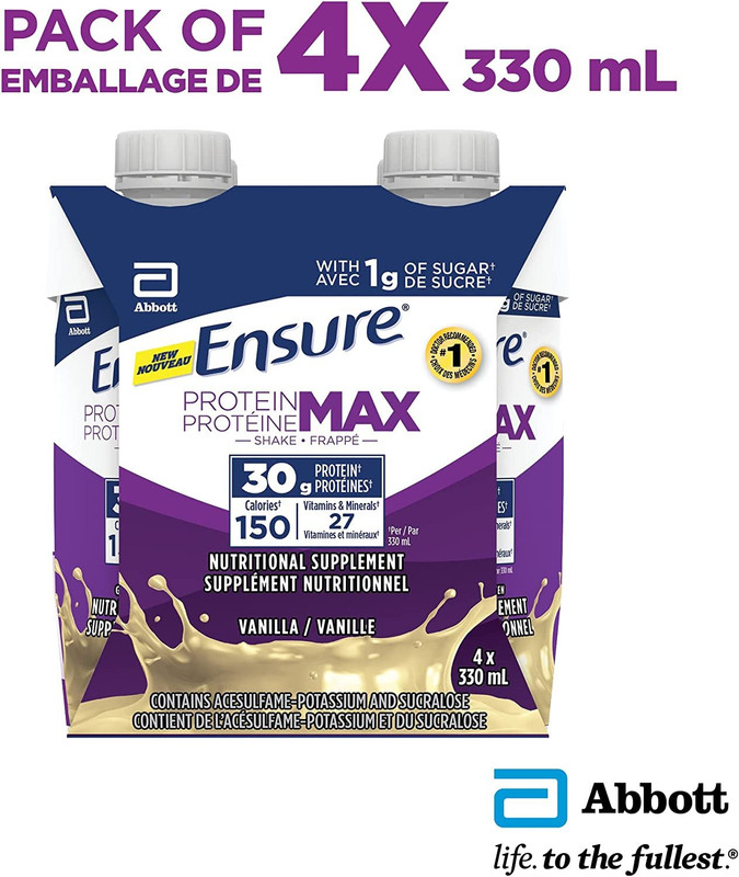 Ensure Protein Max 30 g Nutrition Shake Supplement, Vanilla Protein ...