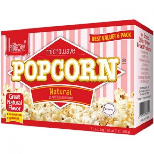 Kitov Microwave Popcorn Natural,6-3.5oz bag - Never Wash A Dish