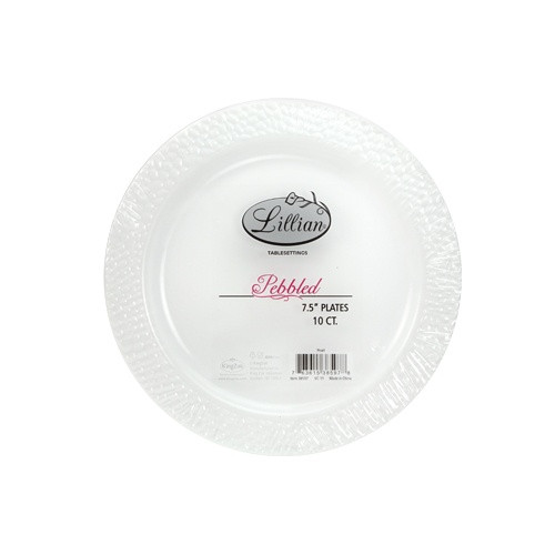 Lillian 7.5 in Pearl Pebbled Plastic Plates, 10 Count - Never Wash A Dish