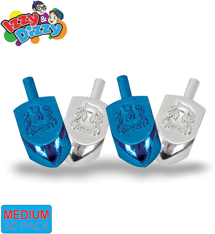 Izzy & Dizzy Metallic Blue and Silver Dreidel, 30pk - Never Wash A Dish