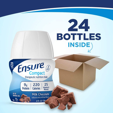 Ensure Compact Nutrition Shake, 9g of protein, Chocolate, 4 fl oz, 24 ...