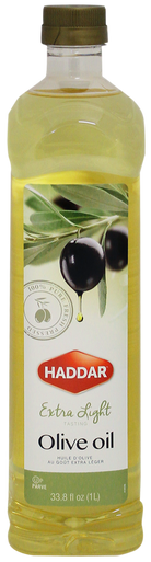 Haddar Extra Light Olive Oil, 1l - Never Wash A Dish