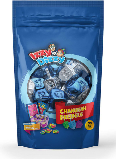 Izzy & Dizzy Metallic Blue and Silver Dreidel, 30pk - Never Wash A Dish