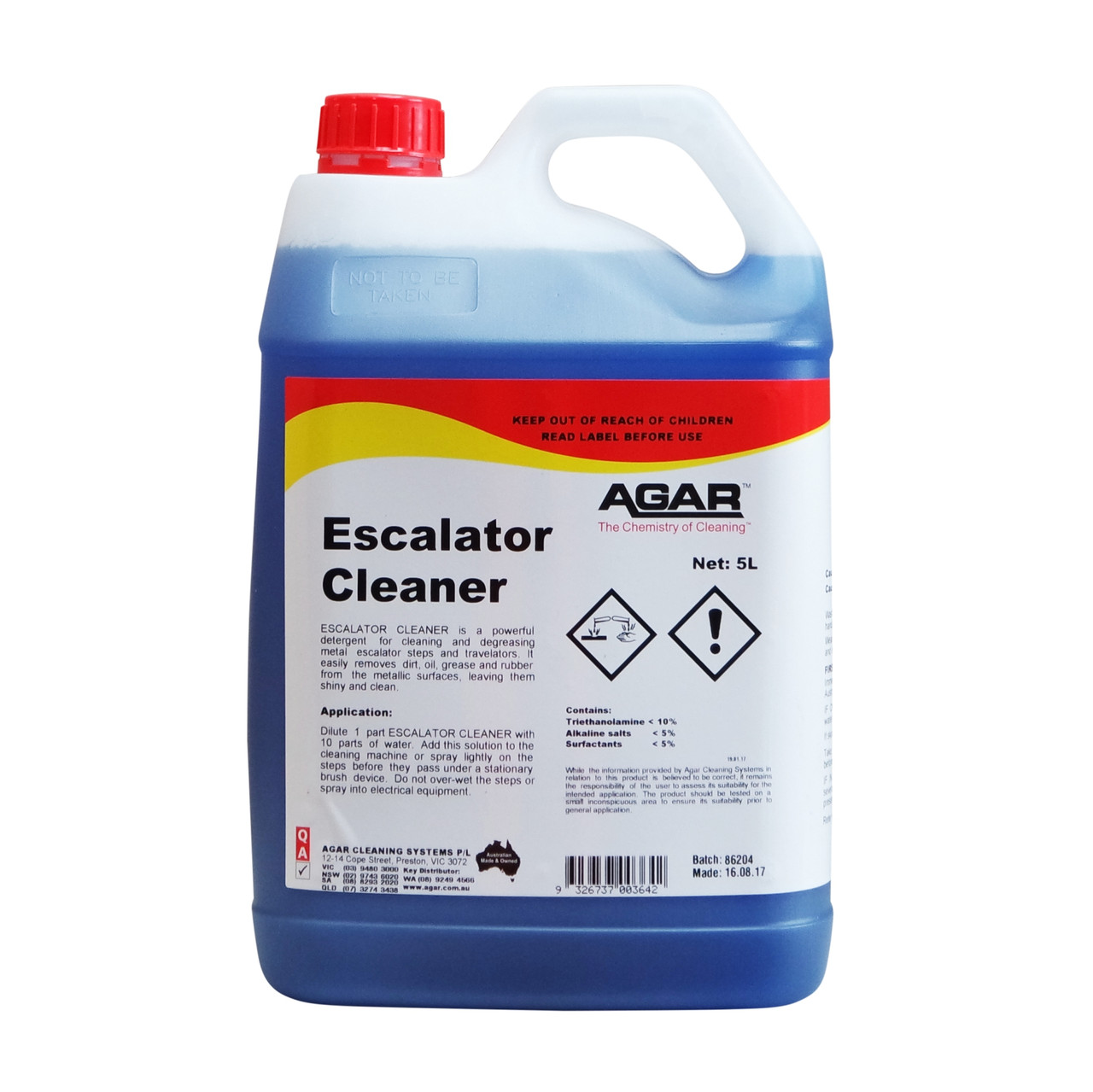 Escalator Cleaner & Degreaser 5L Ea Agar - Melbourne Cleaning Supplies