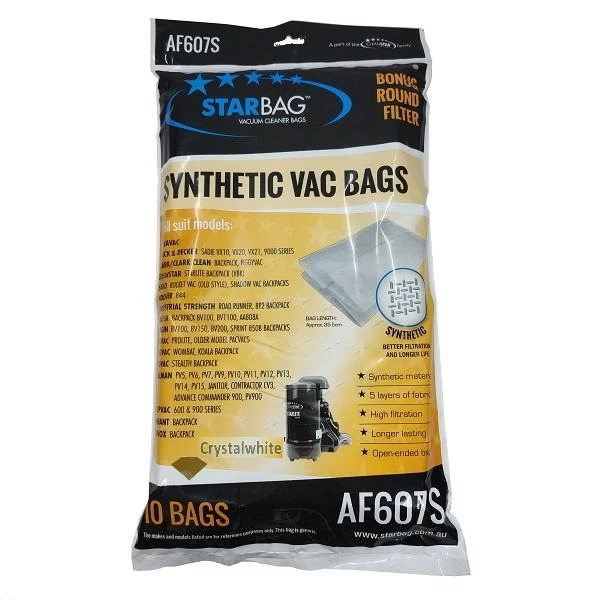 AF607S SYNTHETIC VAC BAG 10/PKT B/PACK