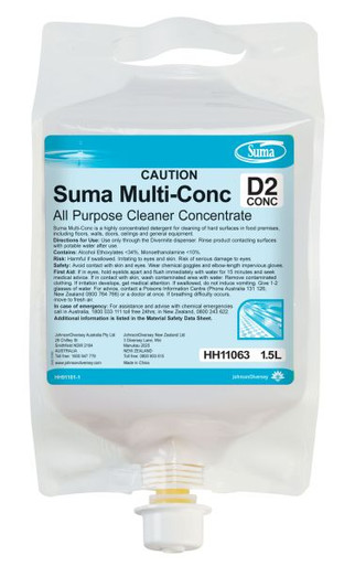 Suma Multi Conc D2 All Purpose Cleaner Concentrate 1.5L 4/CTN Diversey ...