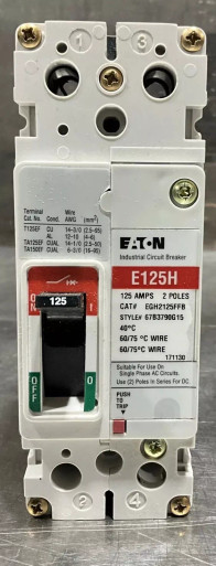 Eaton E125H EGH2125FFB Circuit Breaker 125 AMPS 2 Poles Nos Surplus ...