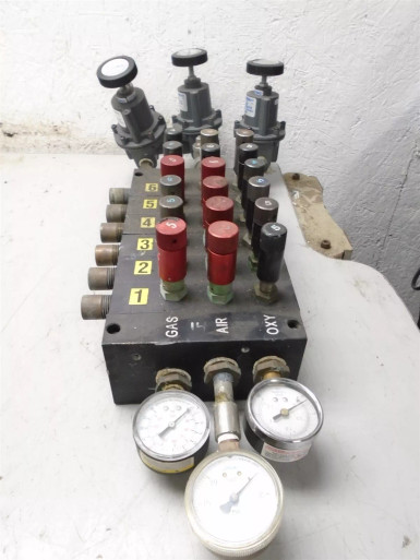 Gas Air Oxygen Manifold Control Valve Bank W/ 3 Gauges & 3 0-60 PSIG ...