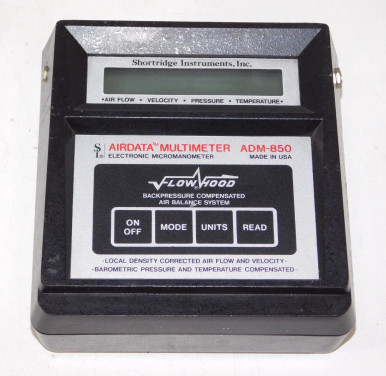 Shortridge ADM-850 Airdata Multimeter Micromanometer Flow Hood Air ...