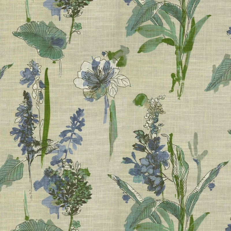 P/K Lifestyles GRAND FLEUR MIST 411402 Floral Embroidered Drapery Fabric
