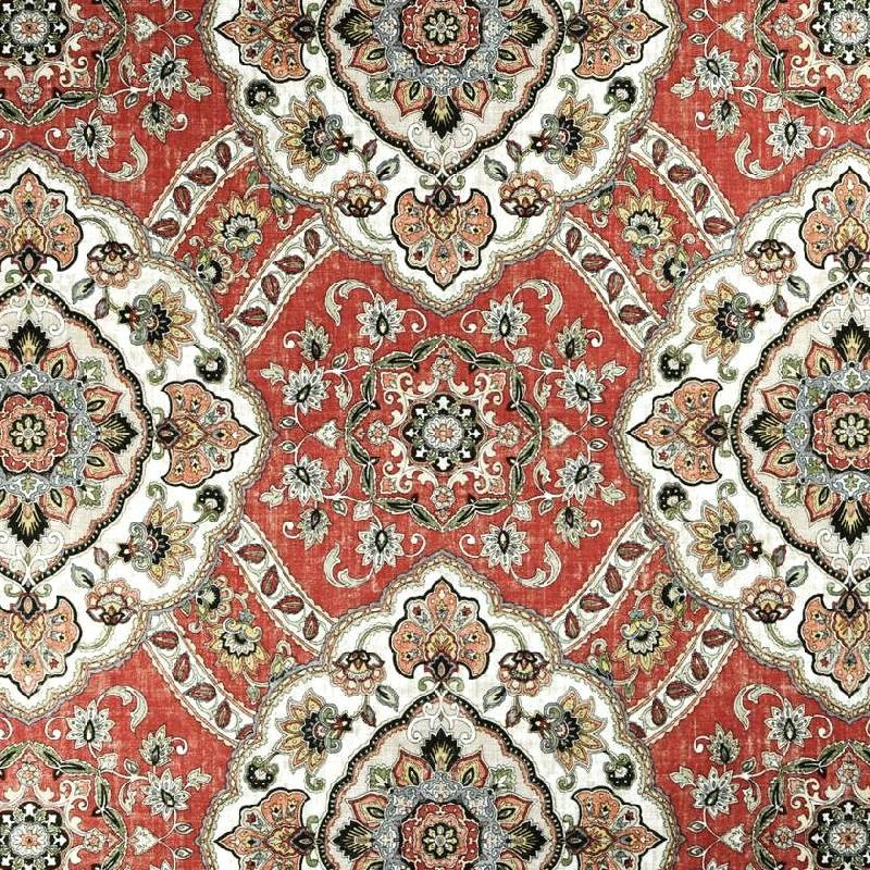Covington MESSINA 349 VINTAGE RED Floral Linen Blend Upholstery And ...