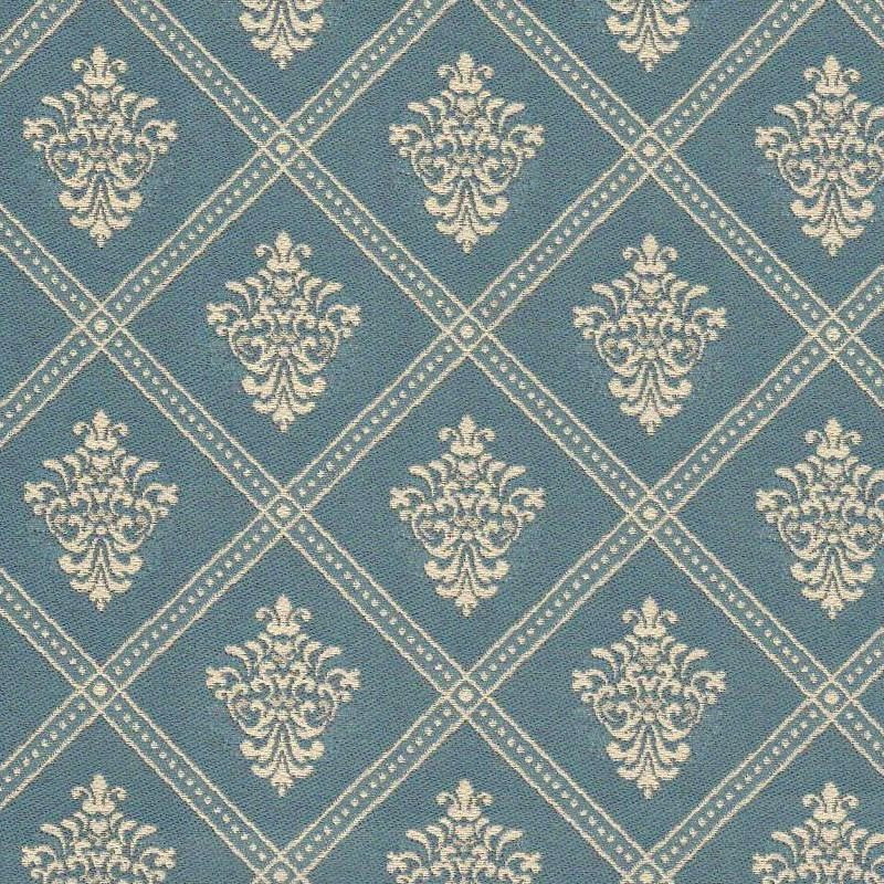 ANTWERP TEAL Floral Damask Upholstery And Drapery Fabric