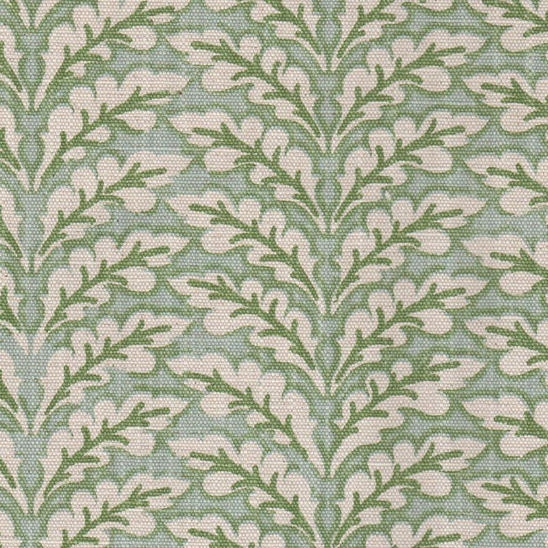 SPRAYBERRY TENDRIL GREEN Floral Linen Blend Upholstery And Drapery Fabric