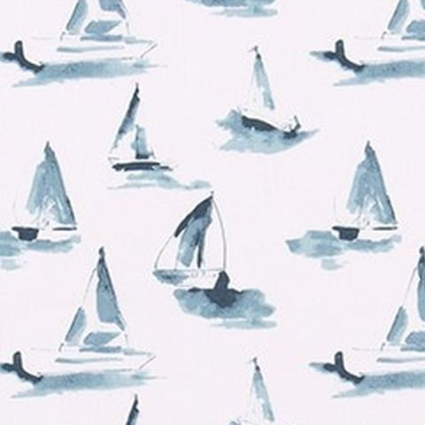 WINDWARD WEATHERED BLUE Tropical Print Upholstery And Drapery Fabric