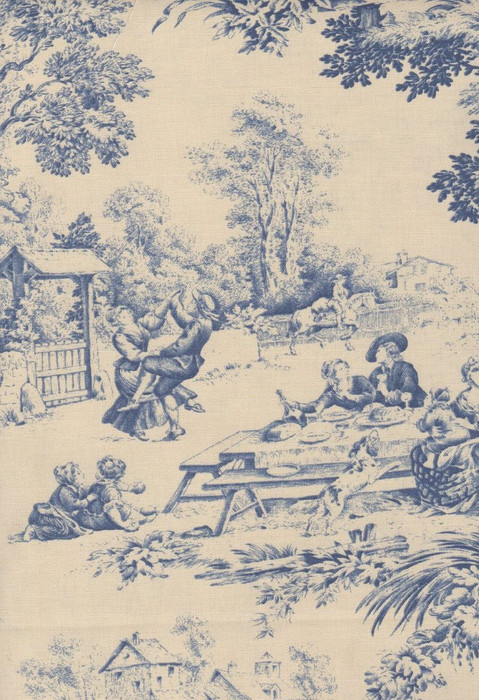 COUNTRY LIFE NAVY Toile Print Drapery Fabric