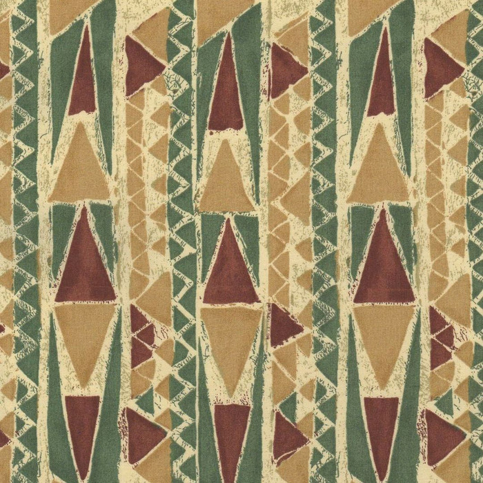 ANGLES GREEN/TAN Geometric Print Upholstery And Drapery Fabric
