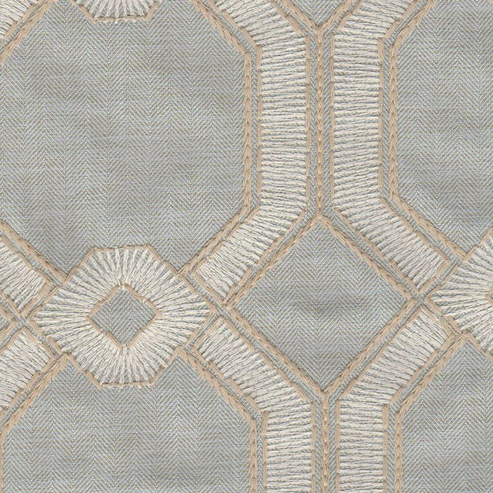 AVIGNON POWDER Lattice Embroidered Drapery Fabric
