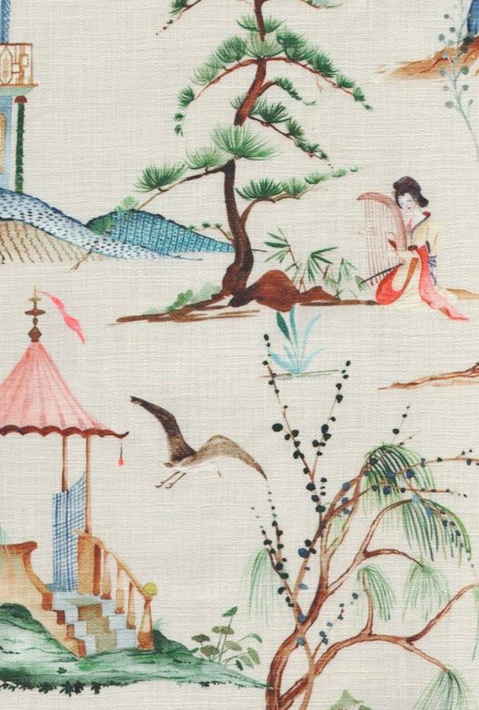 OKAYAMA FLAX Print Upholstery And Drapery Fabric
