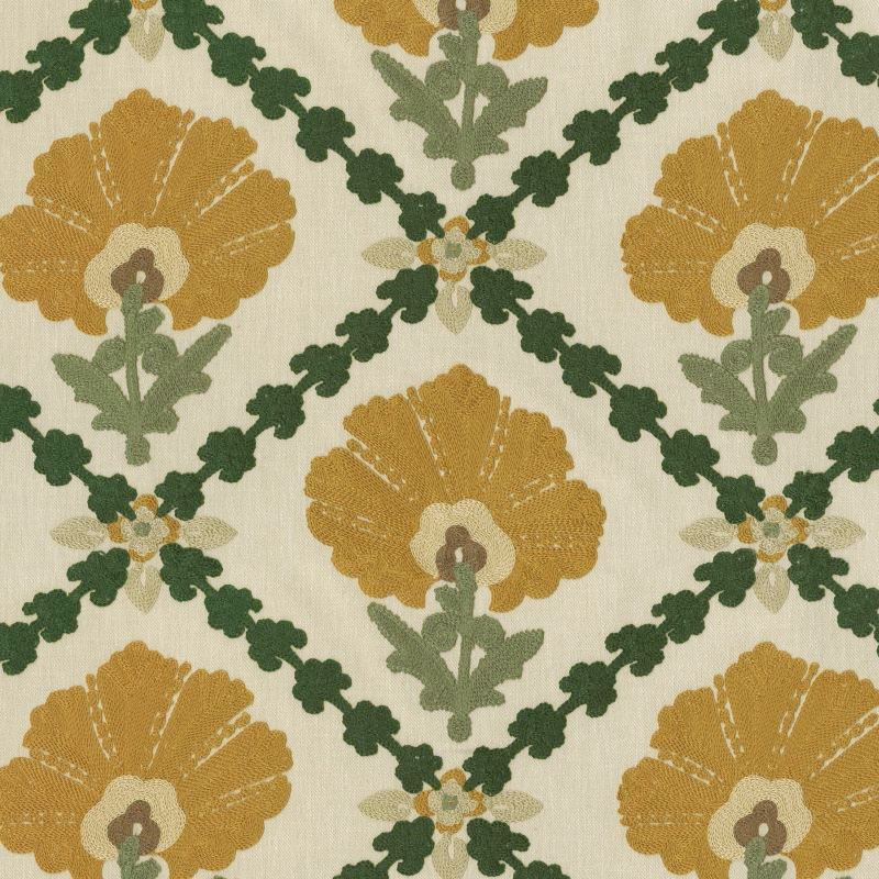 P/K Lifestyles GRAND FLEUR EMB GOLDEN 411400 Floral Embroidered Drapery ...