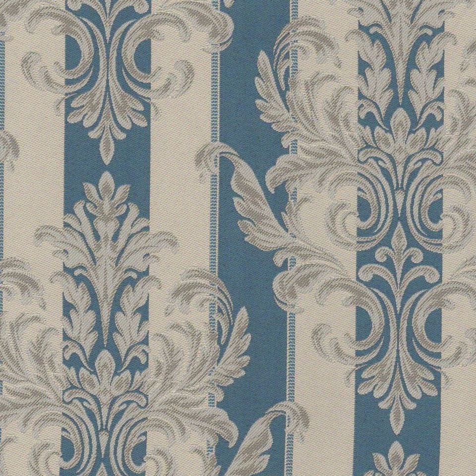 ANTWERP TEAL Floral Damask Upholstery And Drapery Fabric