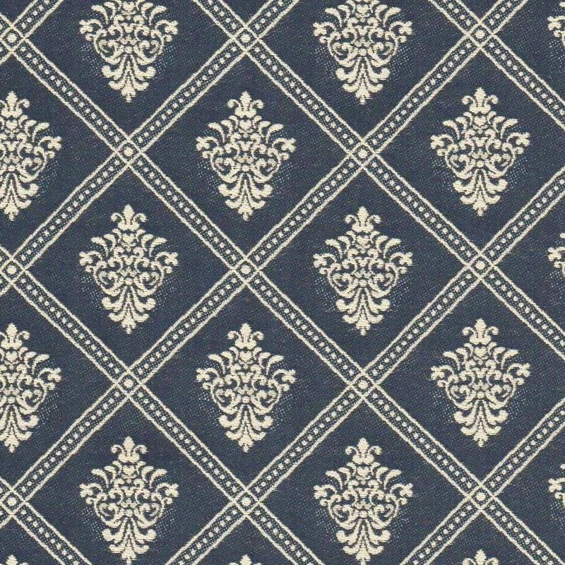 BEAUMONT NAVY Stripe Damask Upholstery And Drapery Fabric