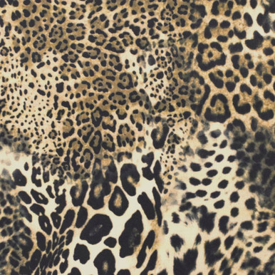 LEOPARD BLACK/TAN Faux Suede Upholstery Fabric