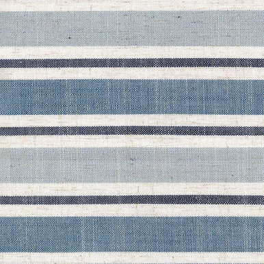 EDENBERRY BLUE Stripe Linen Blend Upholstery Fabric