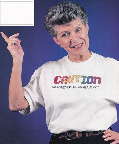 CAUTION GRANDMOTHER WITH AN ATTITUDE Cross-Stitch (Single Pattern From ...