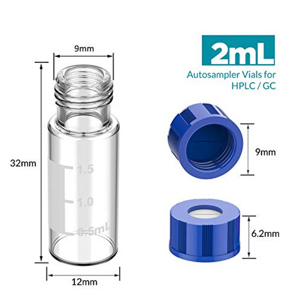 HPLC Vials Clear Glass with Screw Neck 2mL (Pack of 100)