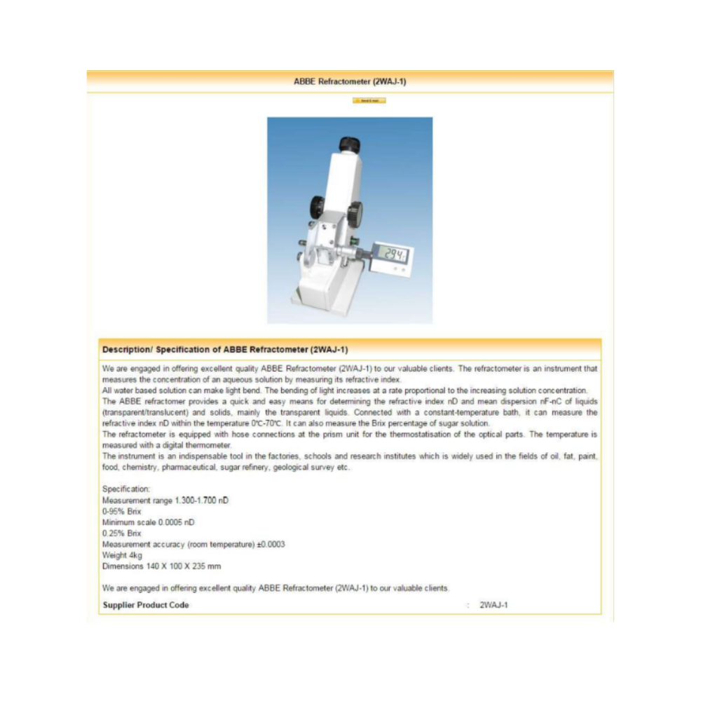 2WAJ-1 Abbe Refractometer