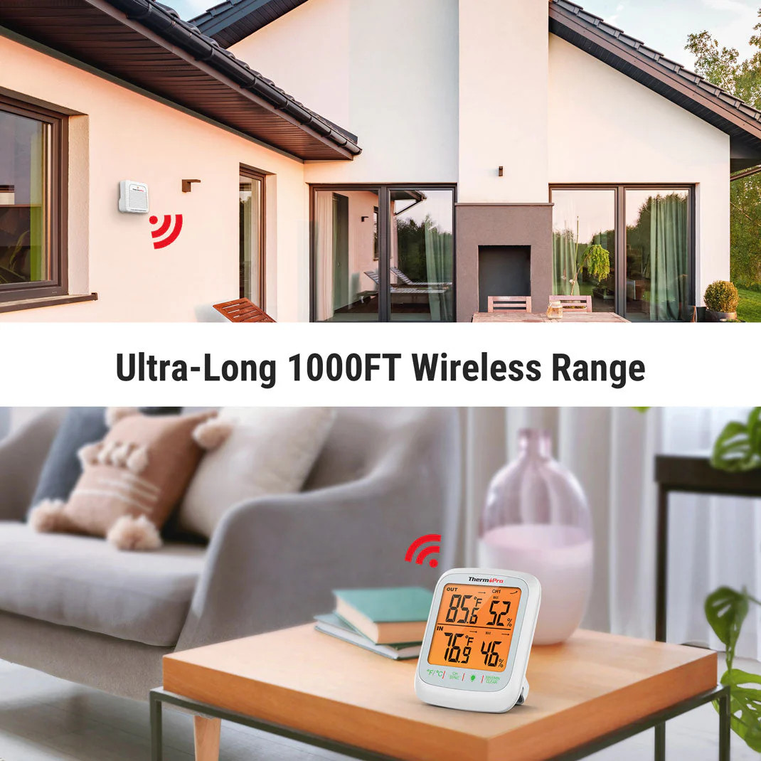 ThermoPro TP260B Wireless Indoor Outdoor Thermometer & Hygrometer ...