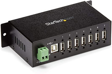 7-Port Industrial USB 2.0 Hub with ESD Protection & 350W Surge Protection