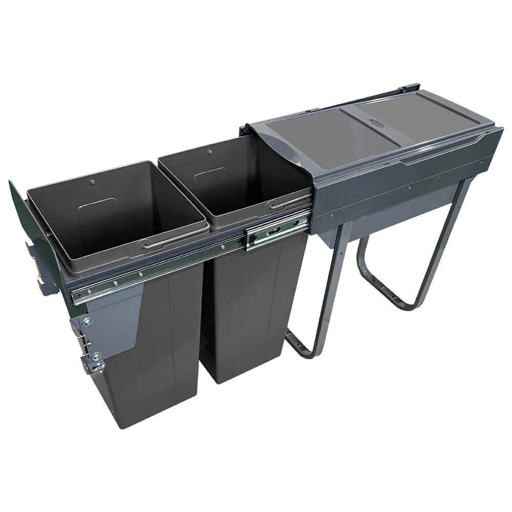 Domestique PLUS 34L Twin Slide Out Concealed Waste Bin with Soft Close ...