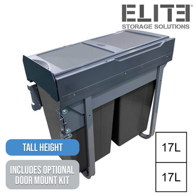 Domestique PLUS 34L Twin Slide Out Concealed Waste Bin with Soft Close ...