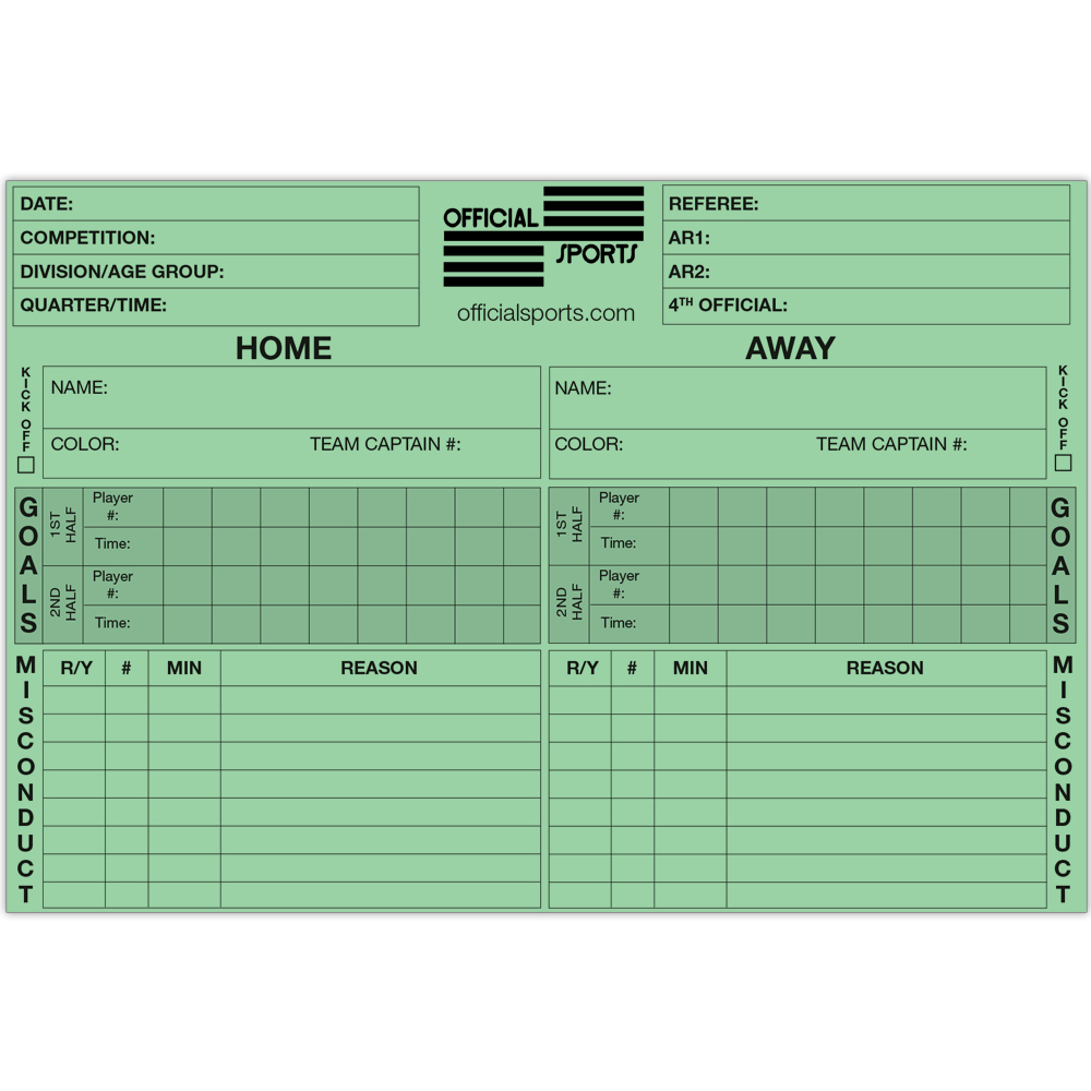 2045 Report Forms - Green - Official Sports International
