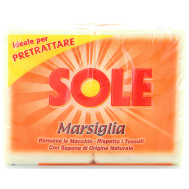 SOLE SAPONE BUCATO PEZZI MARSIGLIA BIANCO 2 PEZZI 500 GRAMMI - PiùMe
